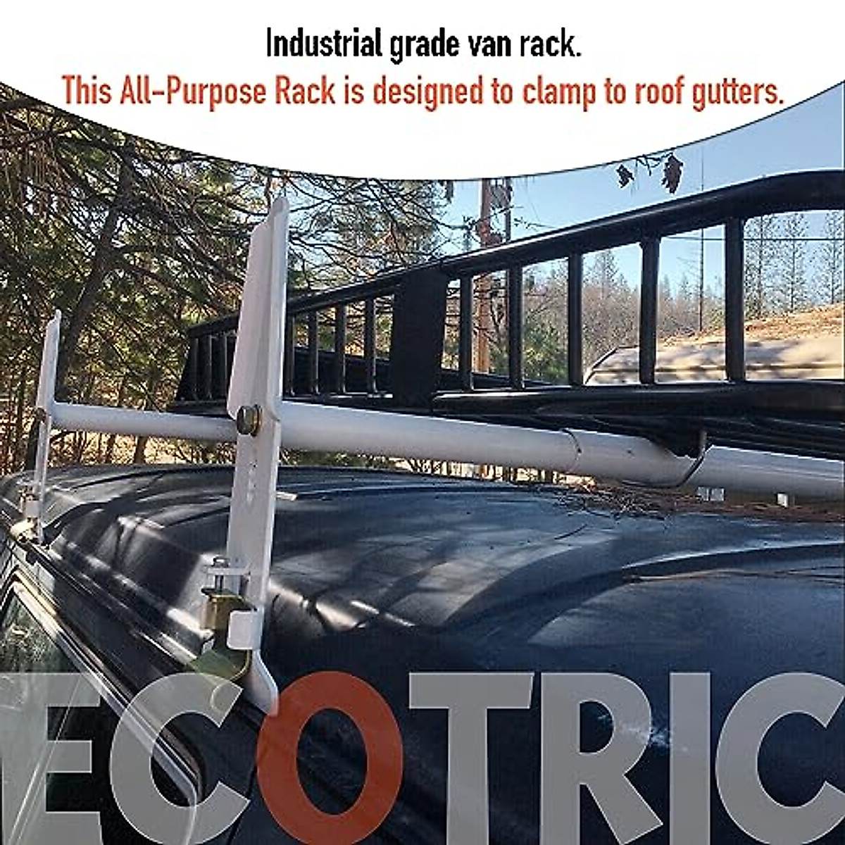 ECOTRIC Adjustable Van Roof Ladder Rack 500LBS 2 Bars for Chevy Dodge Ford GMC Express 77''