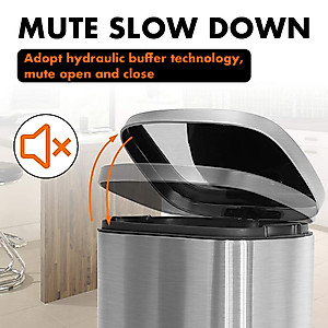 Best Home 8 Gallon Stainless Steel Trash Can with Lid, Hands-Free Step Design, 30L Capacity, Silver