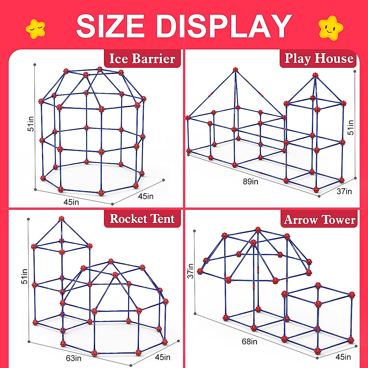 Fort Building Kit for Kids,STEM Construction Toys, Educational Gift for 4 5 6 7 8 9 10 11 12 Years Old Boys and Girls,Ultimate Creative Set for Indoor & Outdoors Activity,140 Pcs,Original