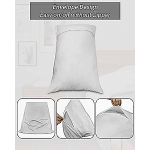 Edwiinsa White Pillow Covers King Standard Set of 2 Bed Pillow, Modern Simple White Backdrop Plush Soft Comfort for Hair/Skin Cooling Pillowcases with Envelop Closure 20''x36''