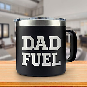 HYTURTLE Dad Fuel Coffee Black Mug/Tumbler 14oz Stainless Steel Gift for Dad on Father's Day, Birthday, Christmas