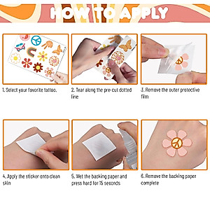 96PCS One Two Groovy 60s 70s Temporary Tattoos Birthday Theme Party Supplies Decorations Favors Decor Cute Retro Boho Hippie Rainbow Bus Tattoo Stickers Gifts for Kids Boys Girls Class Prizes Carnival