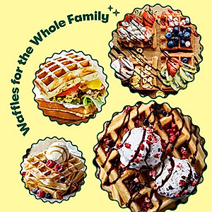 BELLA 4 Slice Non-Stick Belgian Waffle Maker, Fluffy Restaurant-Style Waffles in Under 6 Minutes, Quickly Makes 4 Large 4” x 4.5” & 1.2” Thick Waffles, Easily Wipe and Clean, Stainless Steel/Black
