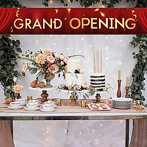 Red Large Grand Opening Banner Backdrop,Shops Malls Companies Restaurants Store Business Opening Activities Advertising,Outdoor Outside Opening Propaganda Decorations Supplies 9.8x1.6 Feet