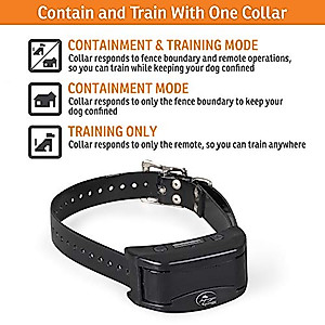 SportDOG Brand Contain + Train System-In-Ground Fence & Remote Trainer- Waterproof, Rechargeable Collar- Tone, Vibrate, & Shock- from Parent Company of INVISIBLE FENCE Brand- 100 Acre Capability