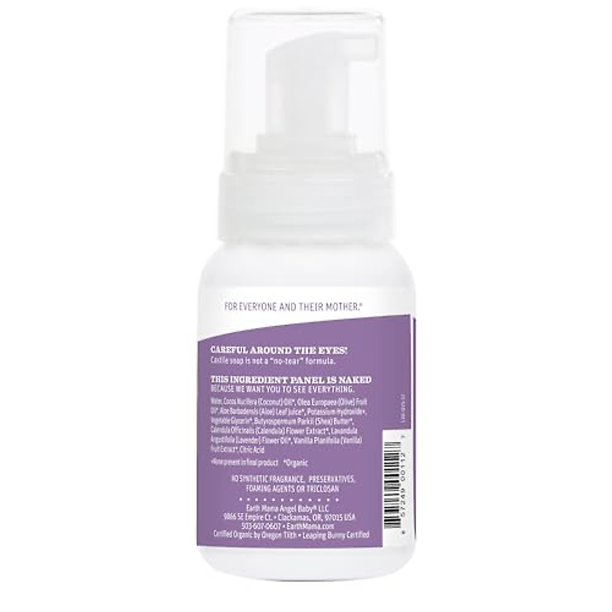 Earth Mama Calming Lavender Baby Wash Liquid Foaming Hand Soap, Organic All-Purpose Lavender Body Wash for Sensitive Skin, Castile Soap with Coconut Oil, Shea Butter, Calendula, & Aloe, 5.3 Fl Oz