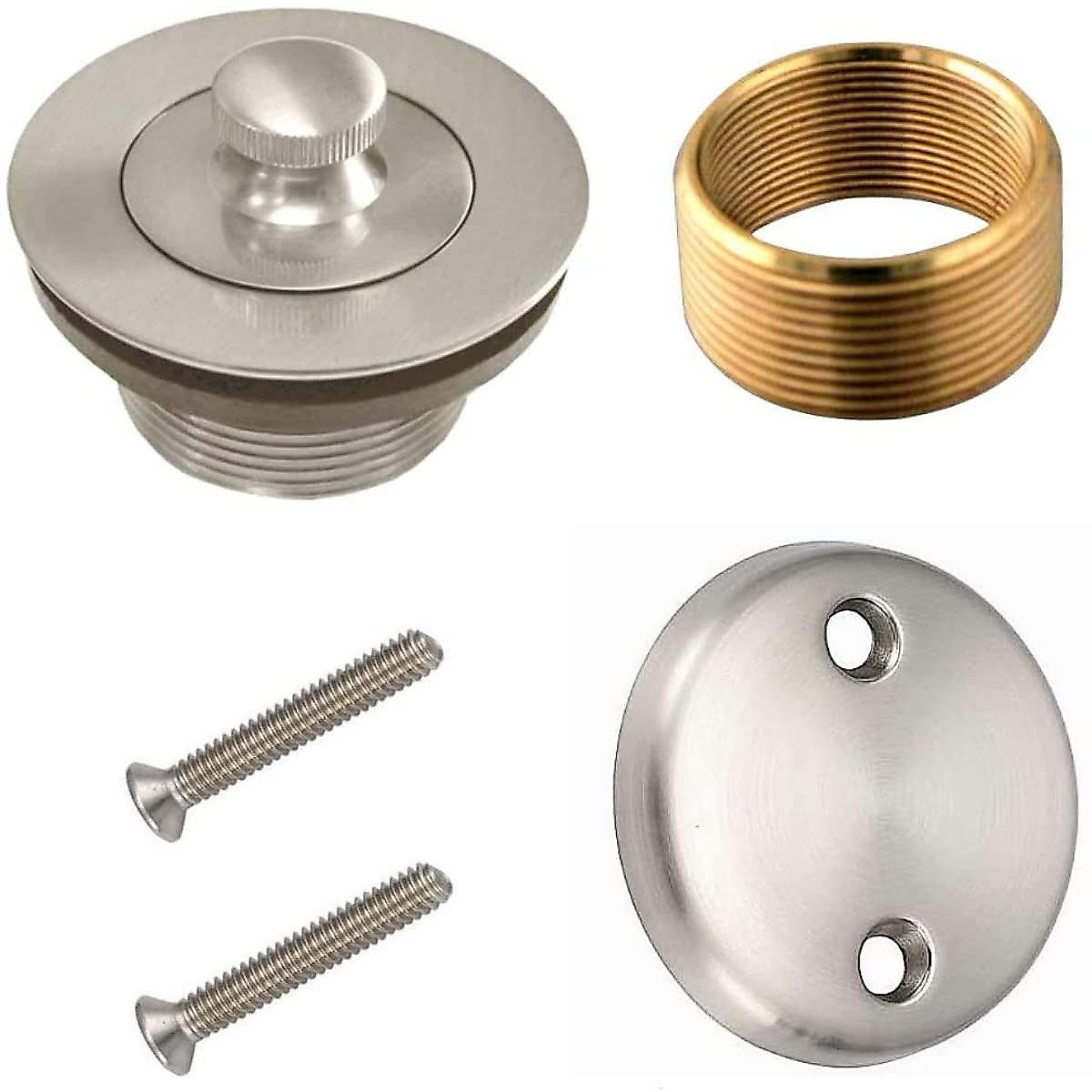 Lift & Turn Style Conversion Kit Bathtub Tub Drain Assembly, All Brass Construction (Brushed Nickel)