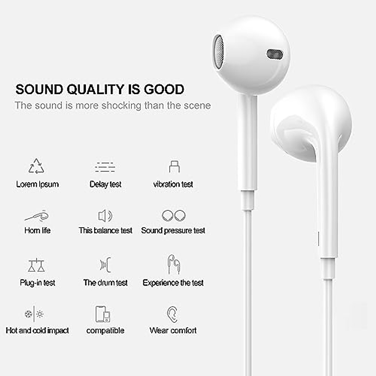 Apple Earbuds/Wired Earphones/iPhone Headphones with Lightning Connector[Apple MFi Certified] Built-in Microphone &Volume Control,Phone Calls,Compatible with iPhone 14/13/12/11, Support All iOS Syste