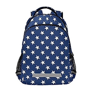 JHKKU Backpack Blue Star Print School Bags Teen Personalized Bookbag, Casual Shoulders Bag Lightweight Travel Laptop Backpacks for Boys Girls