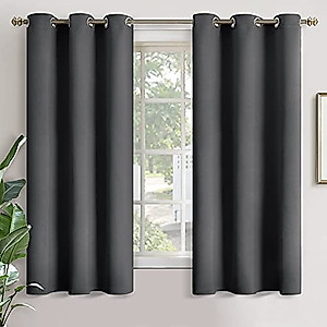 YoungsTex Blackout Curtains for Bedroom - Thermal Insulated Room Darkening Curtains Grommet Window Drapes for Living Room, 2 Panels, 42 x 63 Inch, Dark Grey