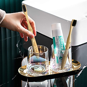 Virgin Forest Bamboo Toothbrush, Biodegradable Bamboo Charcoal Toothbrushes, Natural Eco Friendly Wooden Toothbrush 6-Pack