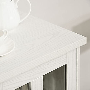 HOMCOM Coffee Bar Cabinet, 36" Sideboard Buffet Cabinet with Sliding Door, Wine Cabinet with Storage, White