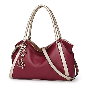 Leather Handbags for Women, Genuine Leather Large Capacity Ladies Top-handle Bags with Adjustable Shoulder Strap Womens Designer Crossbody Zipper Bags Women's Real Leather Messenger Satchel (Red)