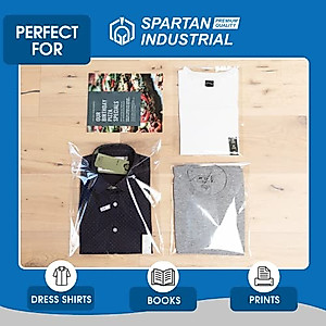 Spartan Industrial - 9" X 12" (1000 Count) Crystal Clear Resealable Polypropylene Poly Bags for Packaging, Clothing & T Shirts - Self Seal & Reinforced