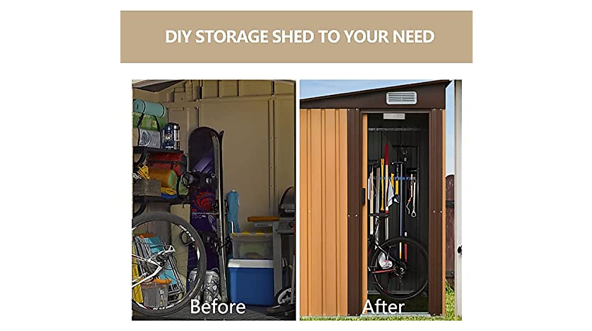 Outdoor Storage Shed 4.5x6.3 ft - Steel, Weatherproof and Easy to Access