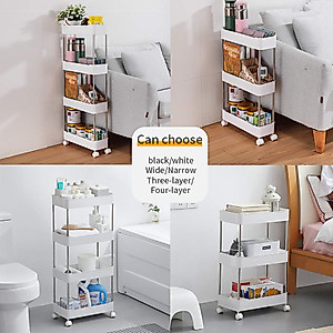 Generic Slim Rolling Storage Cart for Laundry Room Organization, 4 Tier Assemble Mobile Shelving Unit with Wheels Rolling Utility Cart Storage Rack for Kitchen