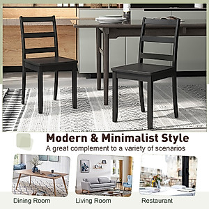 Giantex Wood Dining Chairs Set of 4 Black- Wooden Armless Kitchen Chairs with Solid Rubber Wood Legs, Non-Slip Foot Pads, Max Load 400 Lbs, Farmhouse Style High Ladder Back Wooden Dining Room Chairs