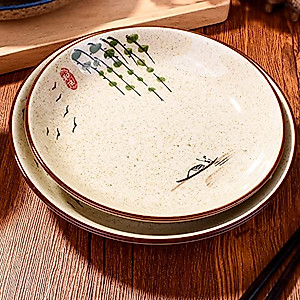 4-Piece Ceramic Dinnerware Set, Plate, Dish, Bowl, Spoon, Japanese Hand-painted Tableware set, A Good Gift