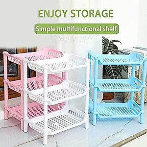 PLGEBR 3 Layers Kitchen Organizer Storage Rack Plastic Assembled Sundries Organization Holder Bathroom Home Storage Shelf