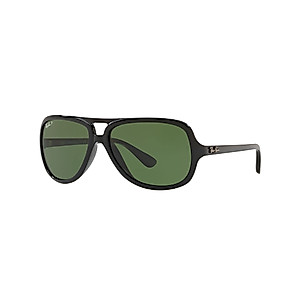 Ray-Ban RB4162 Aviator Sunglasses, Black/Polarized Green, 59 mm