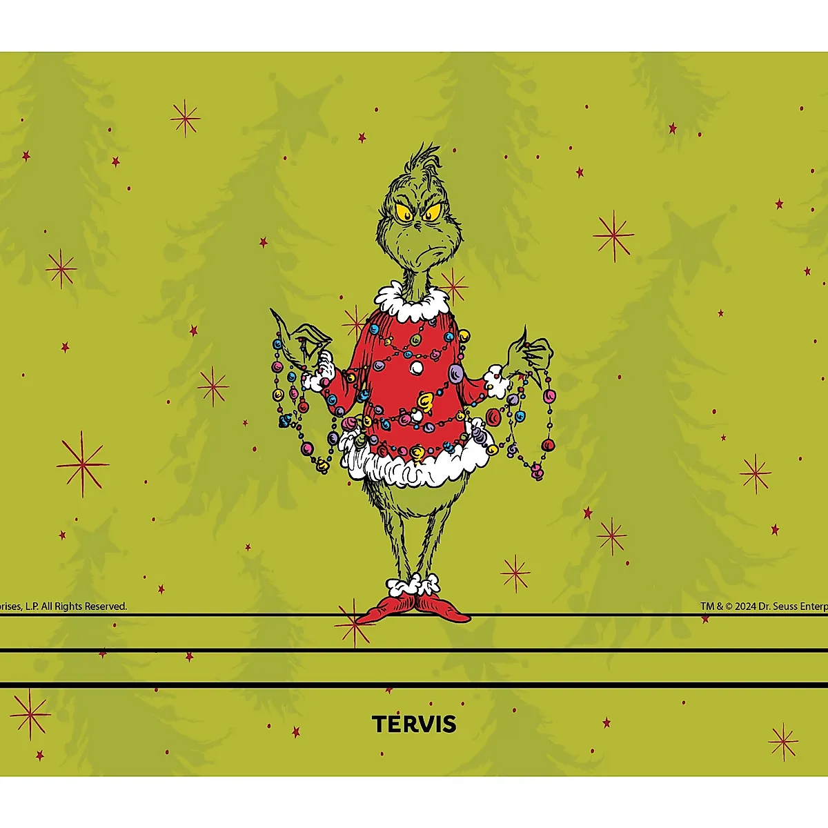 Tervis Venture Water Bottle Dr. Seuss - Grinchy Gleam Triple Walled Insulated Tumbler Travel Cup Keeps Drinks Cold & Hot, 36oz, Stainless Steel