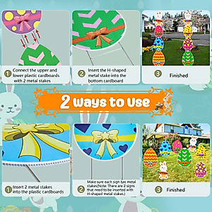 59.5 inch Easter Decorations Outdoor Easter Egg and Bunny Yard Signs Spring Easter Signs with Metal Stakes Easter Lawn Sign Decor for Easter Party Garden Patio