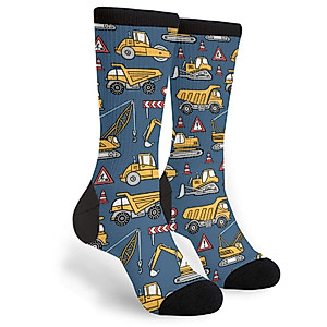 MOLIAN Unisex Fun Novelty Crazy Crew Socks Construction Cars Dress Socks