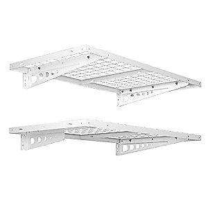FLEXIMOUNTS 2-Pack 2x4ft Bike Storage Rack Garage Wall Shelves, 24-inch-by-48-inch, White