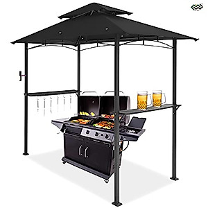 MEWAY 8x5 Outdoor Grill Gazebo Canopy, BBQ Canopy Gazebo Tent for Patio,Barbecue,Black