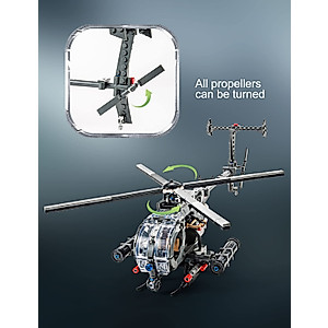 SEMKY Military Series AH-6 Helicopter Little Birds Air Force Building Block Set (523 Pieces) -Building and Military Toys Gifts for Kid and Adult