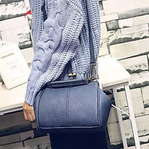 Abuyall Women Small Retro Kiss Lock Pu Leather Vintage Purses and Handbags Tote Bags Navyblue