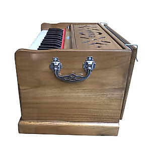 Harmonium #1, Maharaja Musicals, Handmade Harmonium, 2.5 Octave (Saptak), Standing, Burma Teak, Two Bellow, Padded Bag, Tuned A440, Natural Color, PDI-FFH