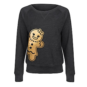 Instant Message - Gingerbread Woman - Ladies Lightweight French Terry Pullover - Size Large Heather Charcoal