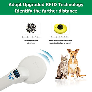 Fockety Pet Microchip Scanner, Animal Microchip Reader Animal Tag Scanner with Large OLED Display, Chip ID Scanner for Animal Pets Pigs Dogs Cats, Long Reading Distance