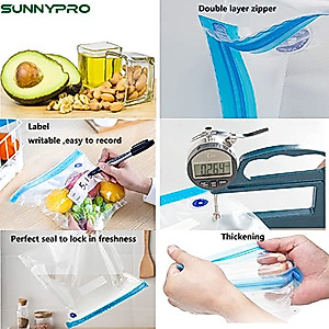 SunnyPro Sous Vide Bags 15 PCS Reusable Vacuum Sealer Bags for Food with 2 Sealing Clips Reusable Vacuum Food Storage Bags Food Saver Bags for Vacuum Sealer 3 Sizes Vide Bags Kit BPA Free