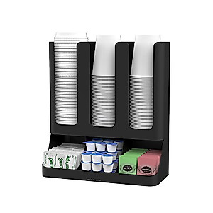 Mind Reader 6 Compartment Upright Breakroom Coffee Condiment and Cup Storage Organizer, Black, 13.5 x 4.30 x 12