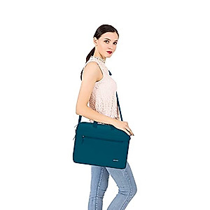 MOSISO Laptop Shoulder Messenger Bag Compatible with MacBook Air 15 inch M2 A2941/Pro 16 inch M3 A2991 M2 A2780 M1 A2485 A2141,15-15.6 inch Notebook with Adjustable Depth at Bottom, Deep Teal