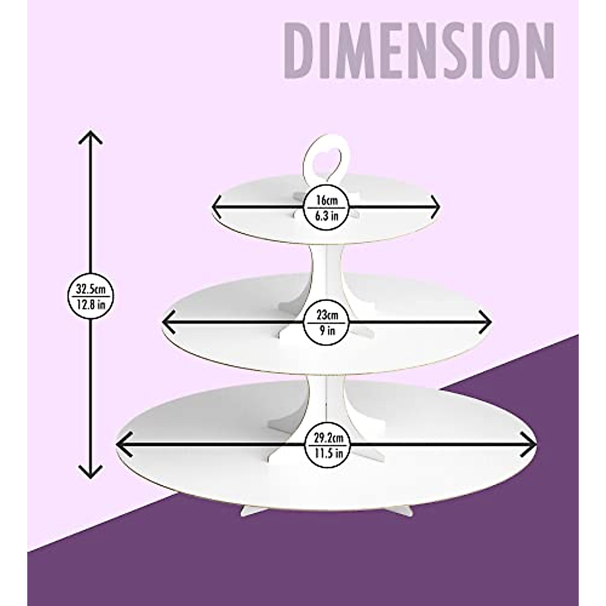 Ausoleil 2 Set Cupcake Stand Tower 3 Tier, White Tiered Cardboard Cupcake Display Stand, Round Stand Cupcake Dessert Holder Stand for Parties (White)