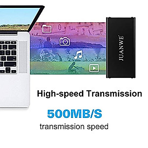 JUANWE 1TB Solid State External Hard Drive USB 3.0 Type-C Portable SSD High-Speed Read & Write Up to 550MB/s & 510MB/s, External Hard Drive for PC/Laptop/Mac, Black