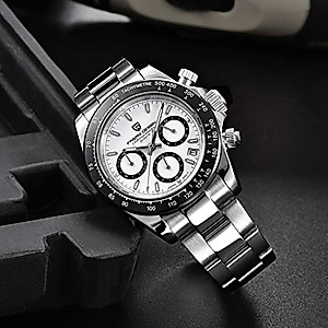 Pagani Design Daytona Homage Men's Quartz Watches Japan Movement Ceramic Bezel Stainless Steel Band Screw-in Crown Waterproof Sport Chronograph Watch