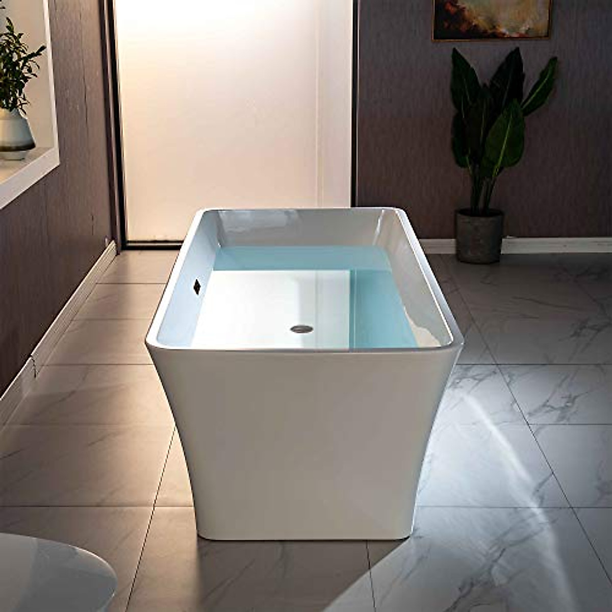 WOODBRIDGE 59"Freestanding White Acylic Soaking Bathtub with Drain Kit and Floor Mount Tub Filler in ORB,BTA1509 -ORB-Drain &O+F0010ORBVT