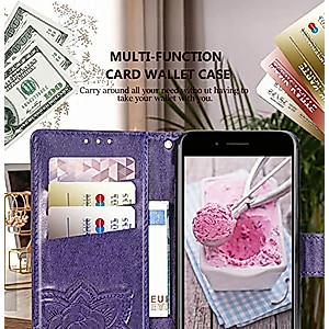 KRHGEIK Designed for iPhone 8 Plus/iPhone 7 Plus Case,PU Leather Wallet Phone Case with Butterfly Embossed Stand Card Slots Flip Cover for iPhone 7 Plus/8 Plus/6 Plus/6S Plus,5.5"(Purple)