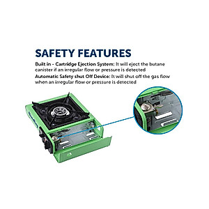 Flame King YSNVT-505 Dual Fuel Butane & Propane Gas Camping Stove with Single Burner, Portable and Great for Outdoor Cooking, Backpacking 8.5"X8.5" grid