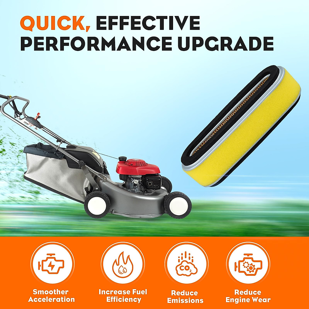 Hipa Air Filter for Honda HR214 HR215 HRA214 HR 215 HR194 HR195 HRA215 GXV120 HR21 HRC215 GV150 GV200 HRA21 17210-ZE6-505 Lawn Mower