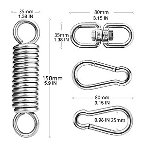 MEICOCO Heavy Bag Hanger, Heavy Bag Spring for Heavy Bag, Punching Bag Hanger Set with Carabiners and Spring for Punching Bags, Hammock up to 450lbs