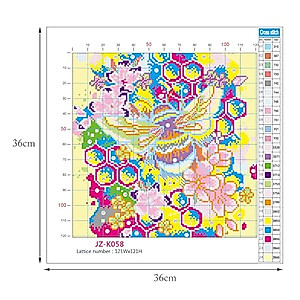 YMJD DIY Cross Stitch Embroidery Kit, 11CT Printed Embroidery Kit DIY Cross Stitch Embroidery Kit – Bee 36 x 36 cm