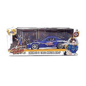 Street Fighter 1:24 1993 Mazda RX-7 Die-Cast Car & 2.75" Chun-Li Figure, Toys for Kids and Adults