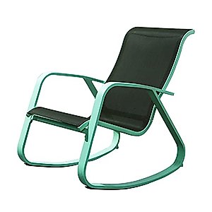 Lounge Chair, Patio Lounge Chairs Upholstered Rocking Chair, Rubber Wood Frame Rocker Chair with Detachable Cushion, PP Cotton Padded Seat for Living Room Balcony, Support 150KG Durable (Color : A) (