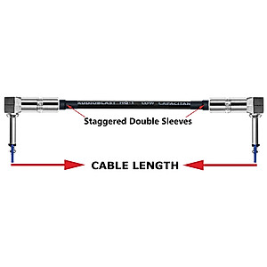 Audioblast - 2 Units - 5 Foot - HQ-1 - Ultra Flexible - Dual Shielded (100%) - Guitar Instrument Effects Pedal Patch Cable w/Eminence Right-Angled ¼ inch (6.35mm) TS Plugs & Double Staggered Boots