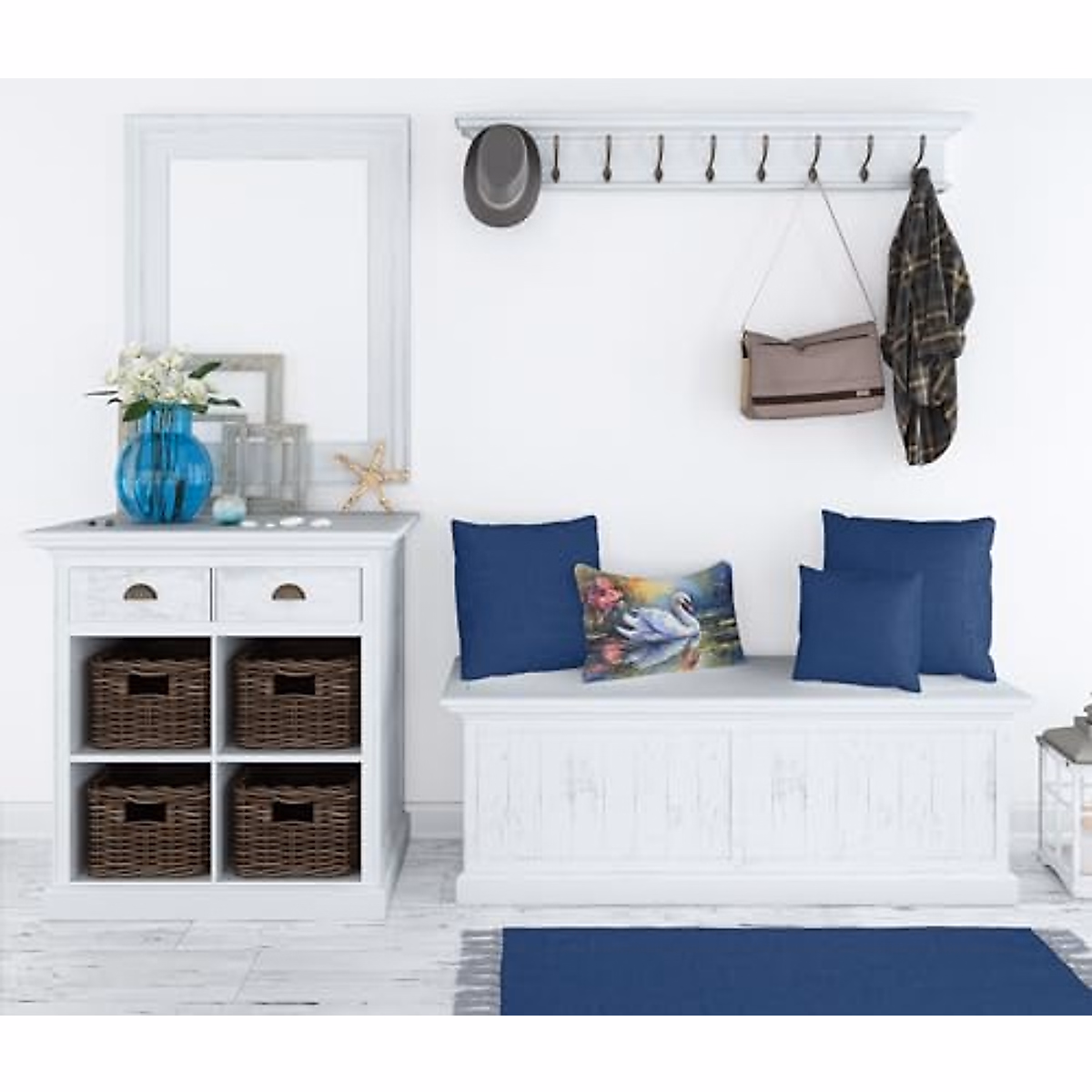 Caroline's Treasures DAC3277PW1216 Swan Throw Pillow Machine Washable, Indoor Outdoor Decorative Pillow for Couch, Bed or Patio, 12HX16W